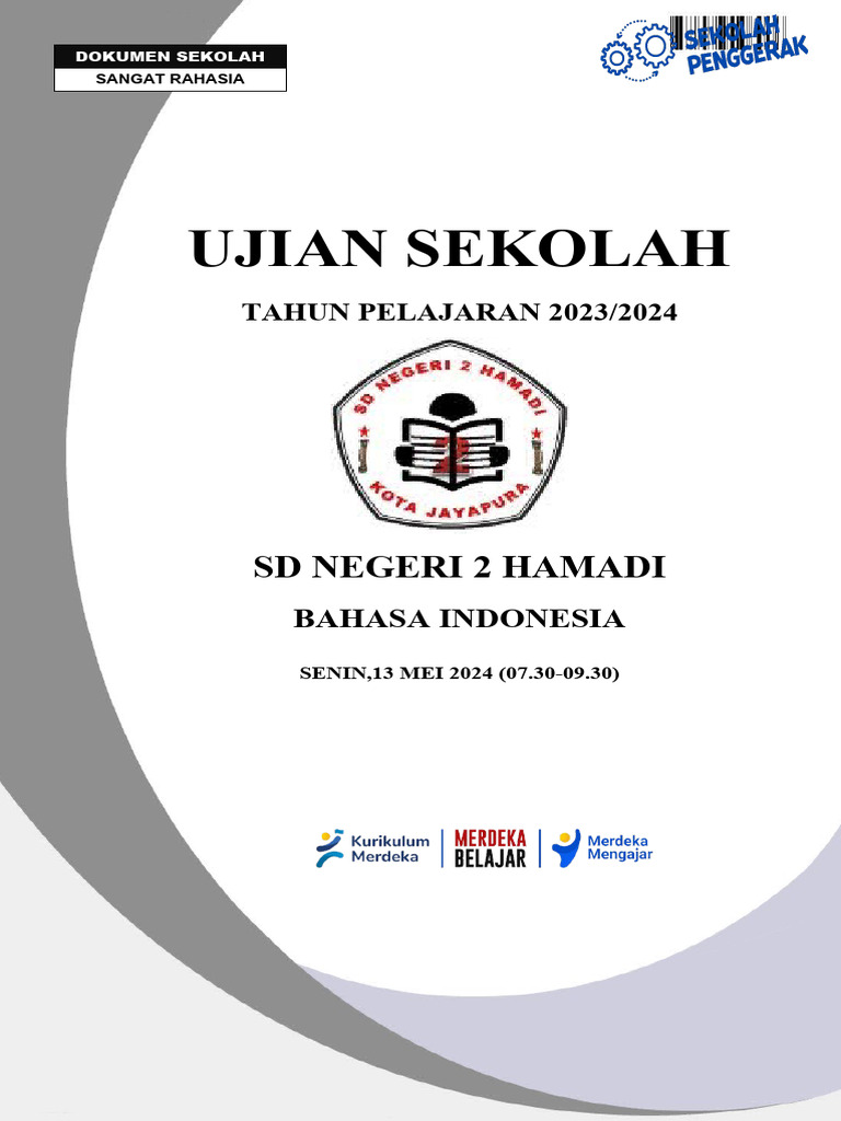 Contoh Sampul Ujian Sekolah SD | PDF