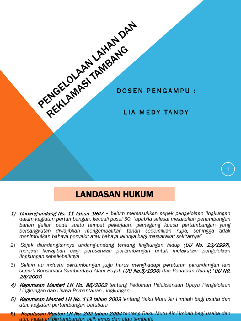 PENGELOLAAN LAHAN DAN REKLAMASI TAMBANG | PDF