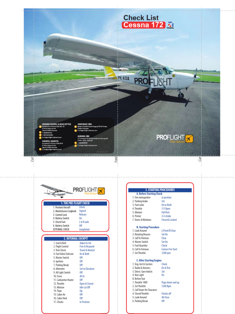 Checklist Cessna-172 (Proflight 2019) | PDF | Carburetor | Throttle