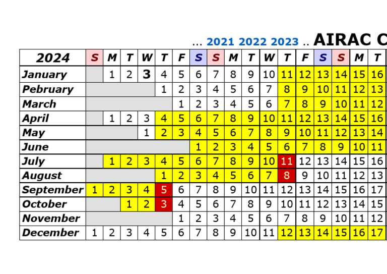 Airac Calendar 2024 | PDF