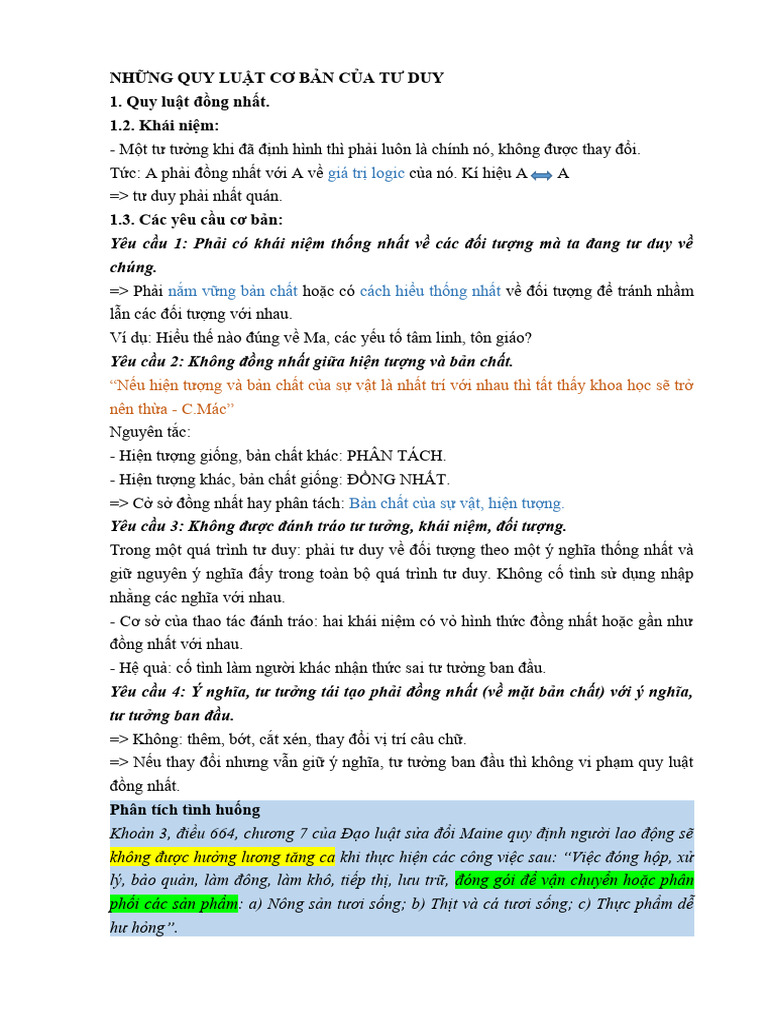 NHỮNG QUY LUẬT CƠ BẢN CỦA TƯ DUY | PDF