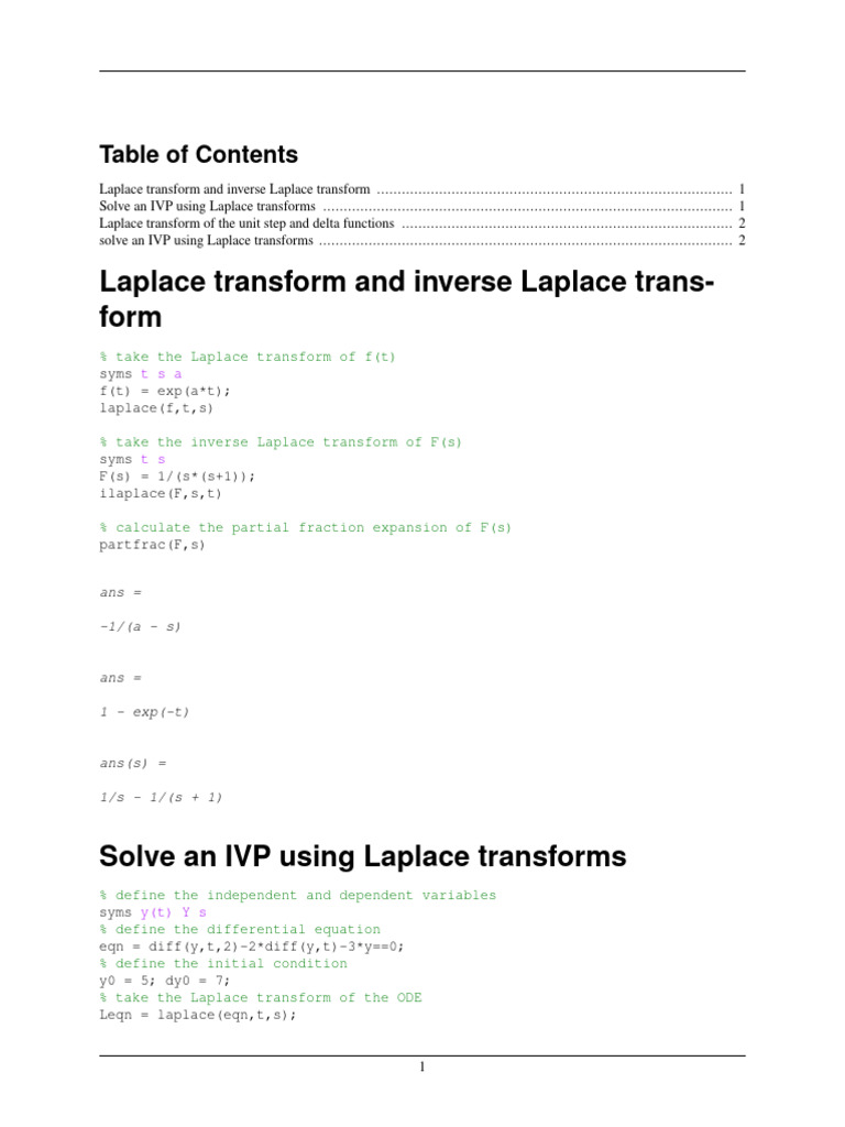 Week7 | PDF | Laplace Transform | Mathematical Concepts