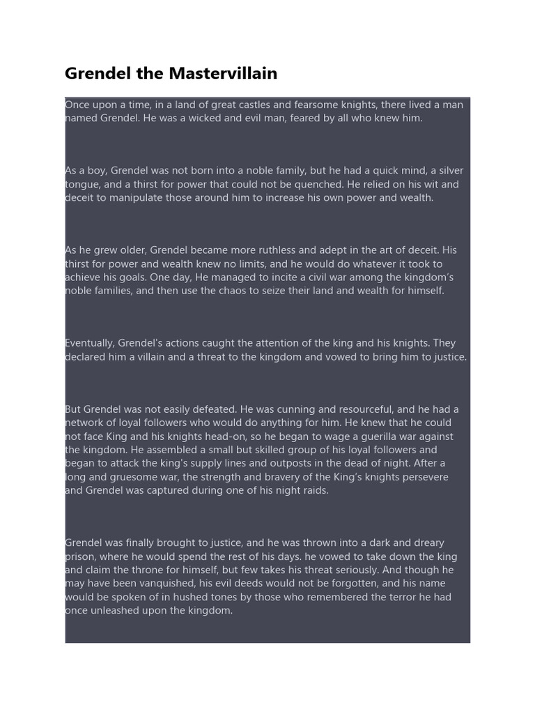 Grendel The Mastervillain | PDF