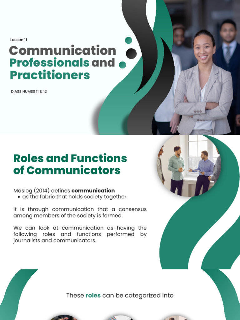 Lesson 11 - Communication Professionals and Practitioners | PDF | Mass ...