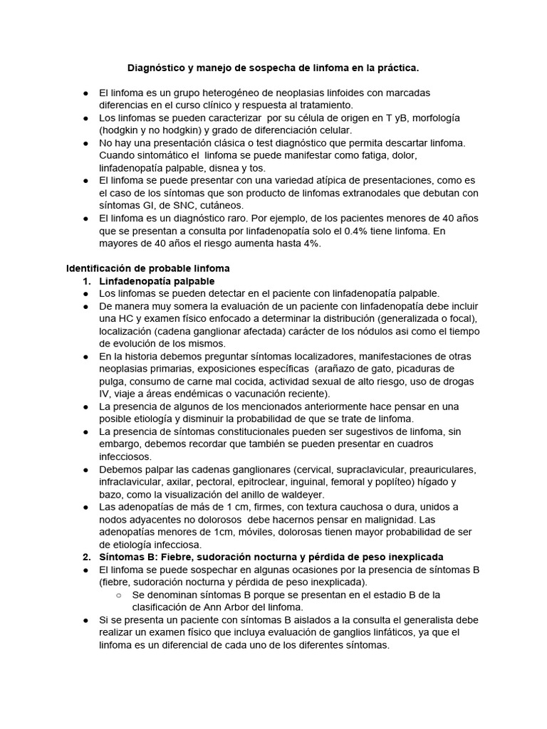 Diagnóstico de linfoma: guía práctica | PDF | Linfoma | Biopsia