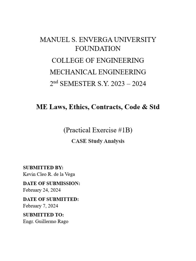 Engineering Ethics Case Study Analysis | PDF | Engineer | Safety