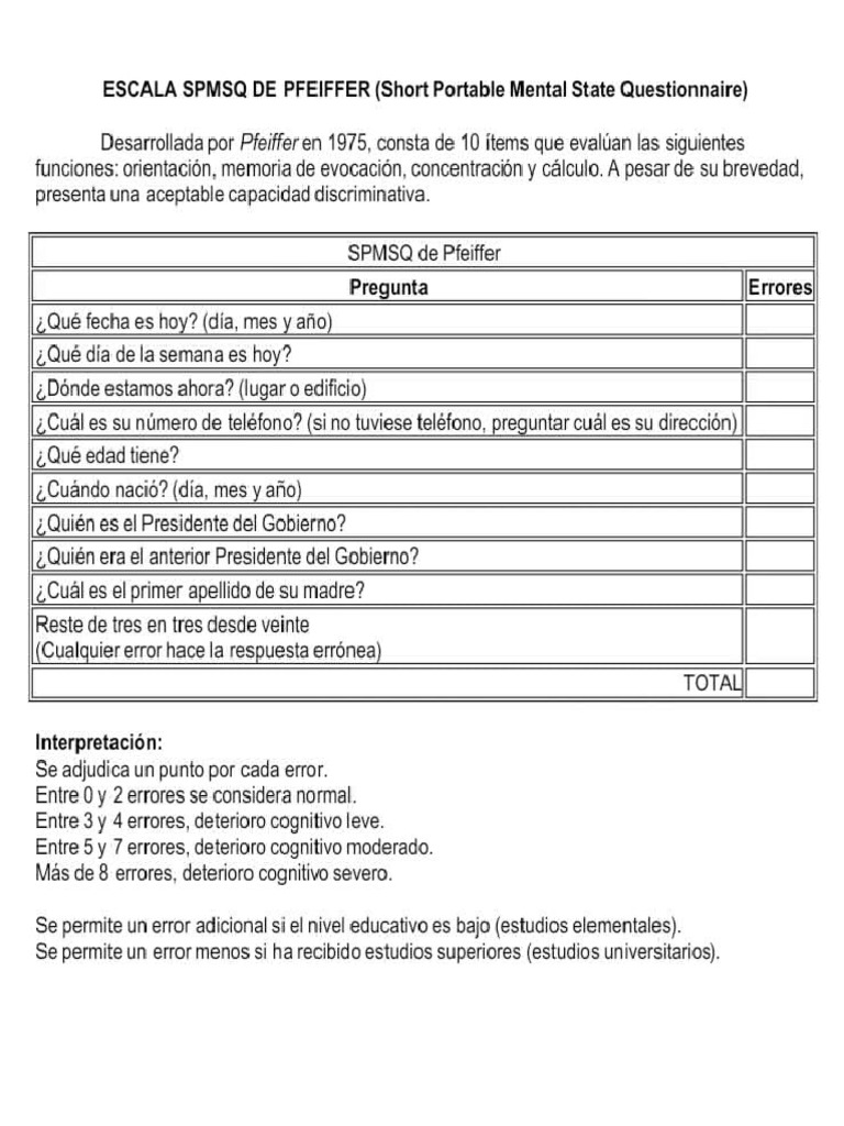 Escalas Adulto Mayor | PDF