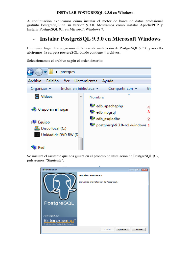 Manual de Instalación Postgresql | Descargar gratis PDF | Archivo de computadora | Postgre Sql