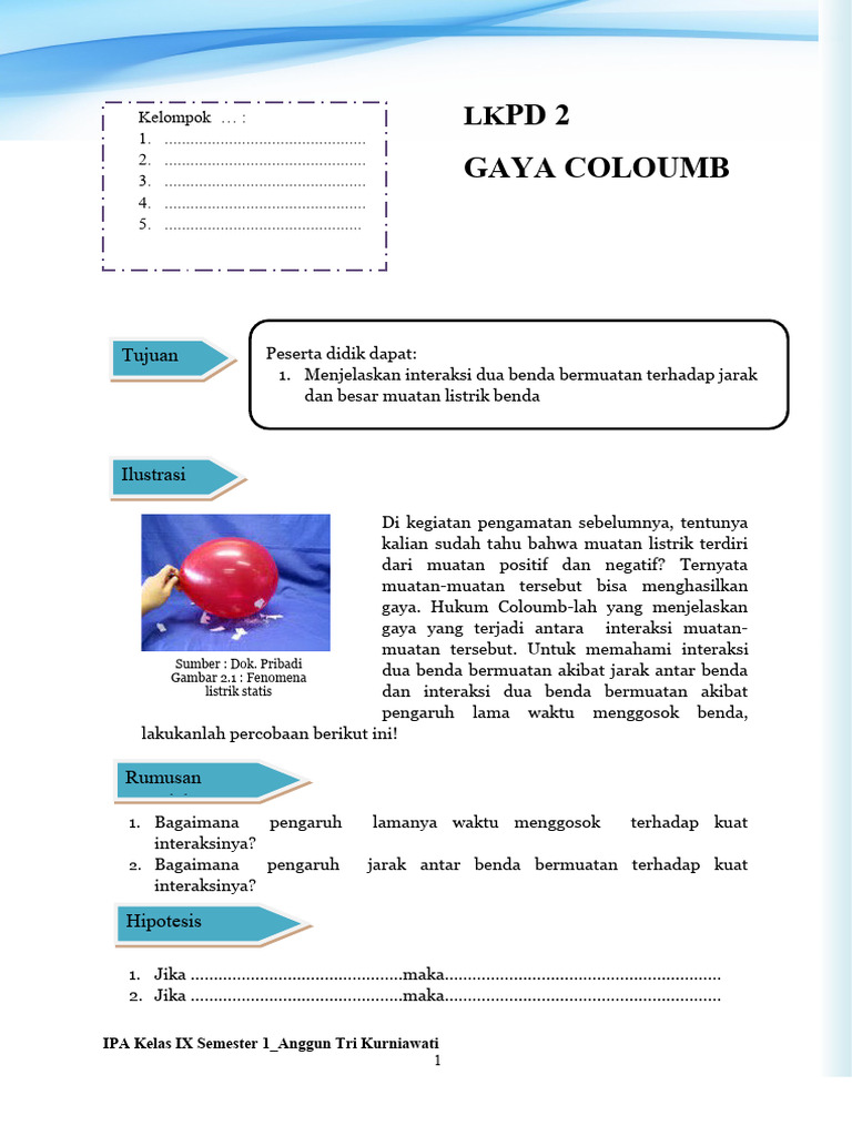 LKPD Gaya Coloumb | PDF