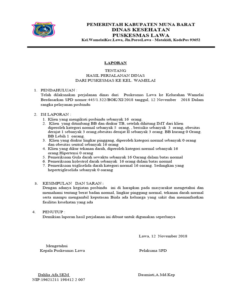 Laporan Hasil Posbindu Puskesmas Lawa | PDF