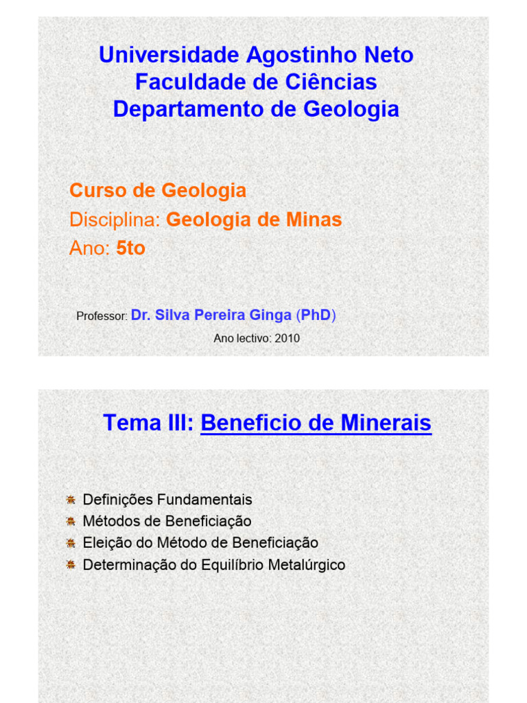 Apresentacao - Geologia e Minas - Aula 3 (2010) (Modo de Compatibilidade) - Cópia | PDF ...