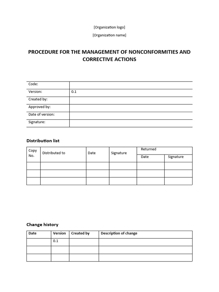 Nonconformity Management Procedure | PDF | Verification And Validation ...