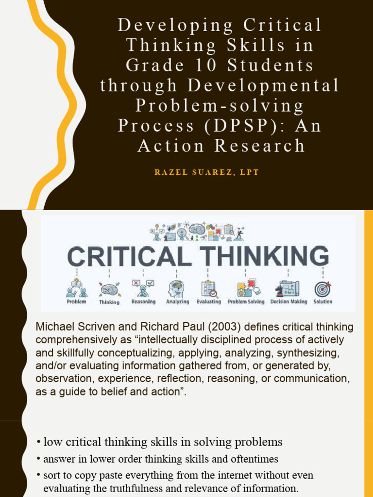 Enhancing Critical Thinking in Grade 10 | PDF | Critical Thinking | Thought