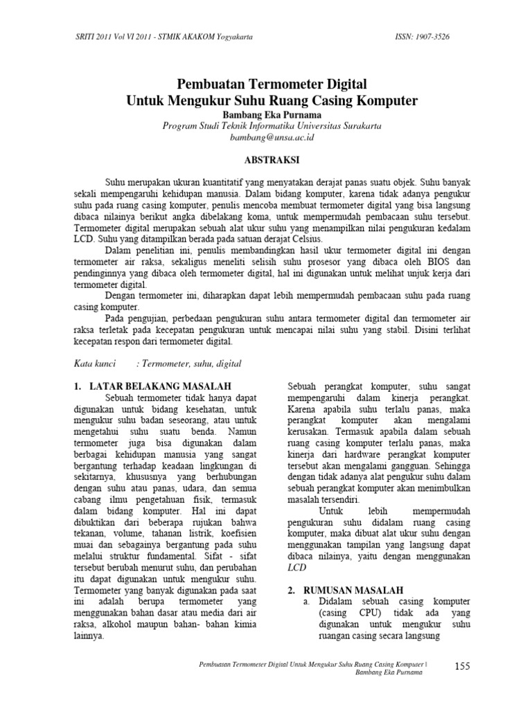 2011 1 - SRITI 2011 September - Pembuatan Termometer Digital Untuk Mengukur Suhu Ruang Casing ...
