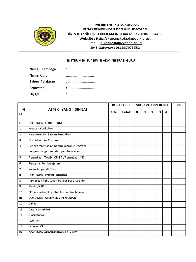 Instrumen Monev Admin Guru 2024 | PDF