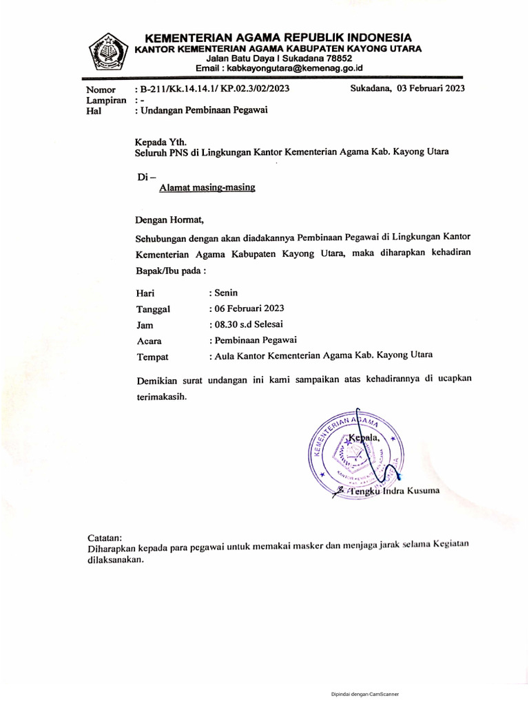 9.undangan Pembinaan Pegawai | PDF