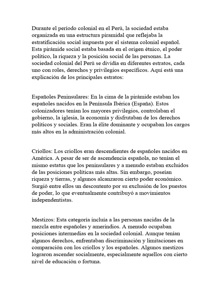 Piramide en La Sociedad Colonial | PDF | Colonización española de las ...