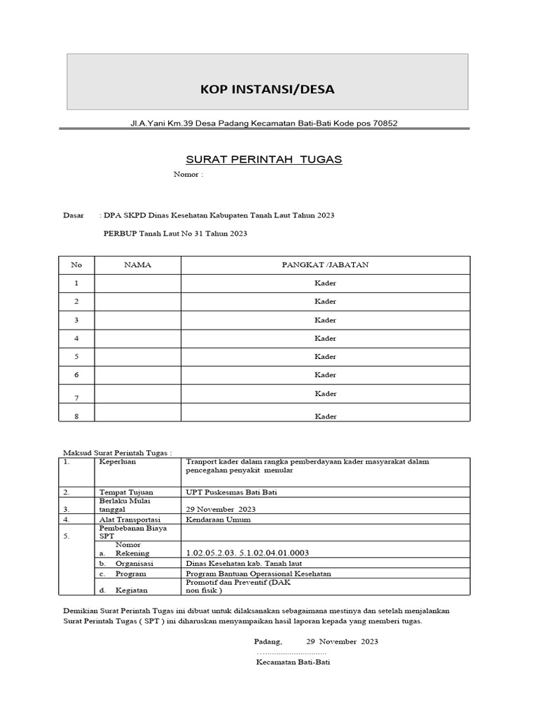 Surat Tugas PTM | PDF