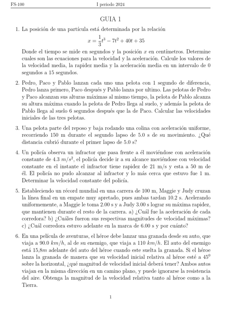 Guia 1 FS100 Tipo B | PDF | Fricción | Velocidad