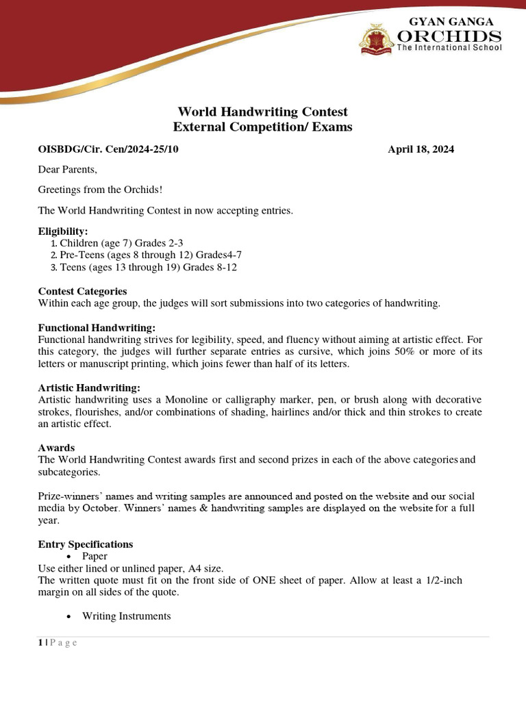 World Handwriting Contest | Download Free PDF | Writing | Graphic Design