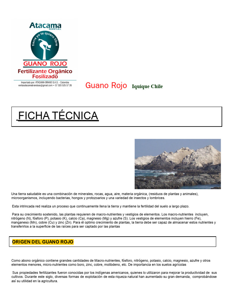 Ficha Tecnica Guano | PDF | Fertilidad del suelo | Fertilizante