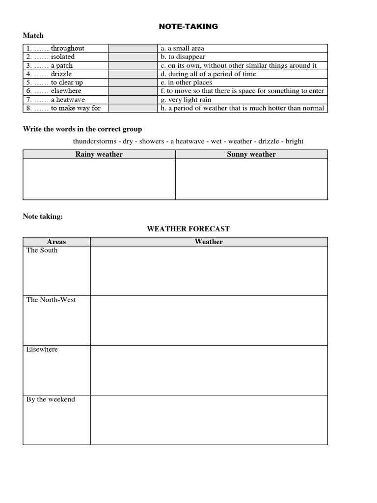 Weather Note-Taking Guide | PDF