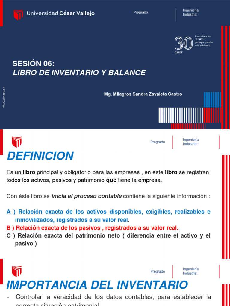 Sesión 6 Libro de Inventario y Balance | Descargar gratis PDF | Hoja de ...