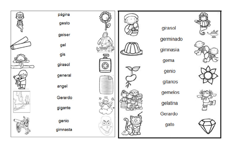 Ejercicios Con Las Sílabas Ge Gi | PDF