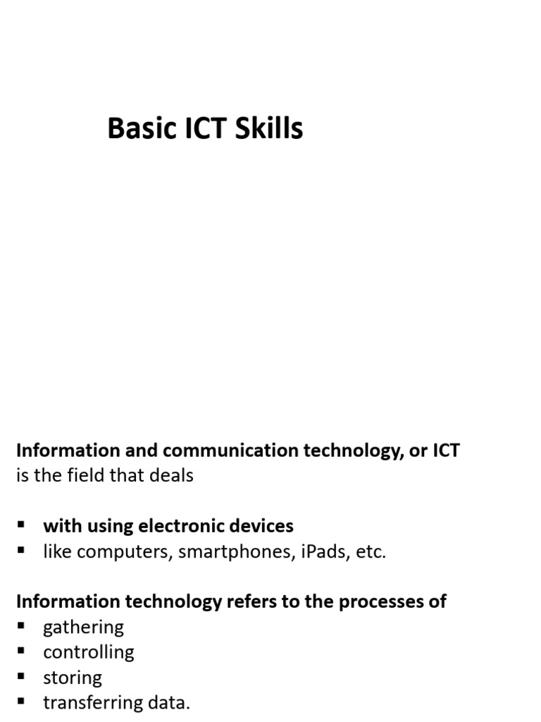 Basic ICT Skills | PDF | Computer Data Storage | World Wide Web