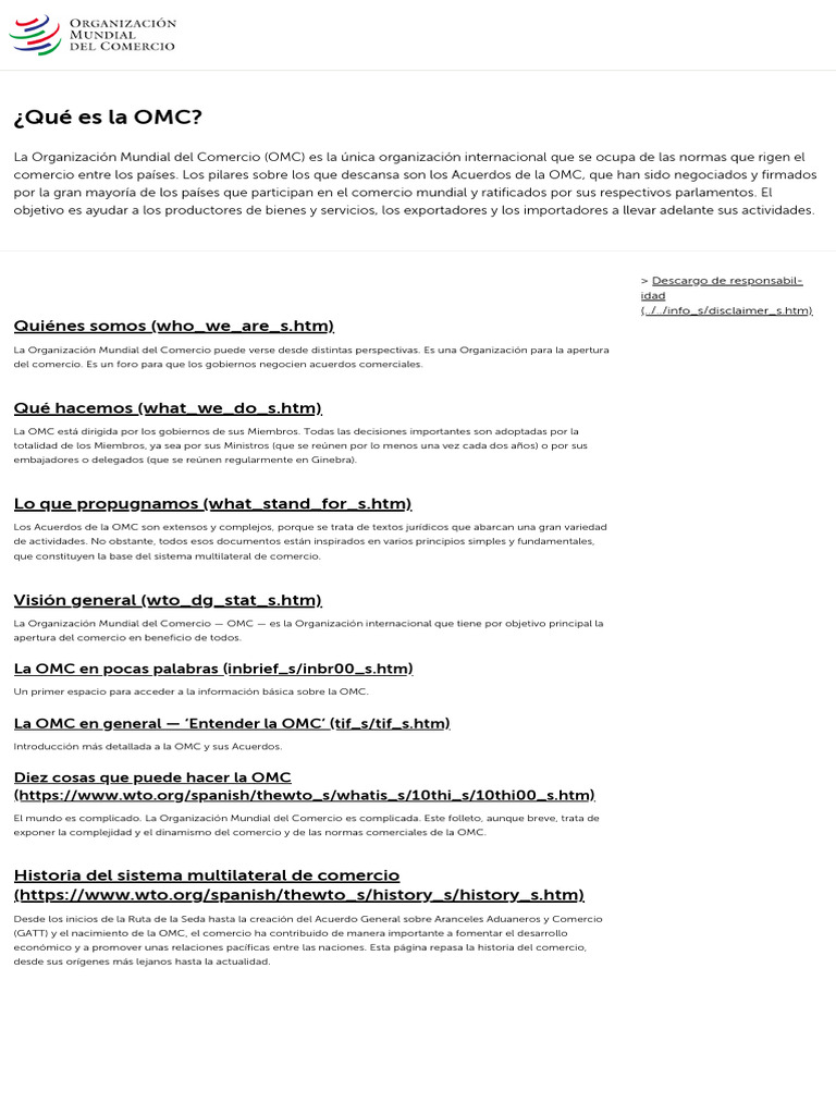 OMC - ¿Qué Es La OMC | Descargar gratis PDF | Organización de Comercio ...