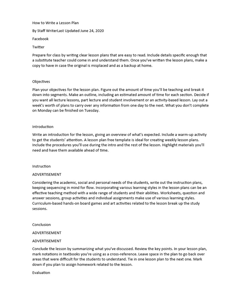 lesson | PDF | Lesson Plan | Lecture
