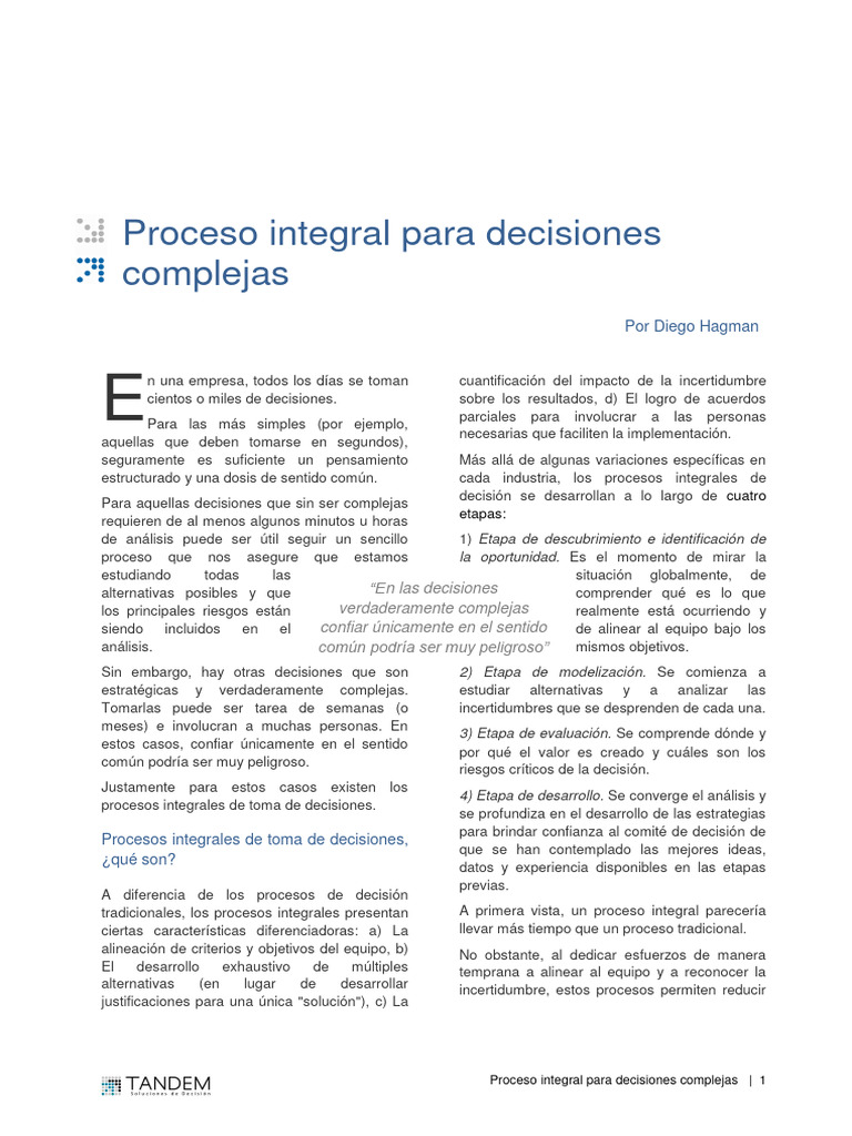 TOMA DE DECISIONES - Proceso-Integral-para-decisiones-complejas-DH | PDF | Toma de decisiones ...