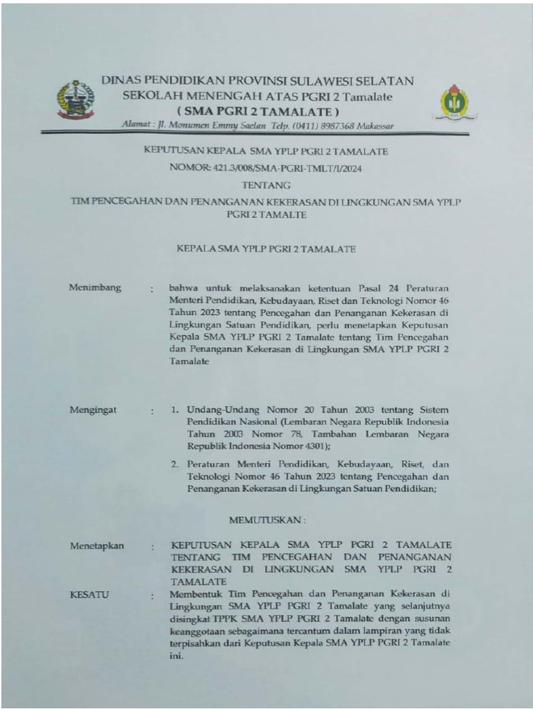 SK Pembentukan TPPK | PDF