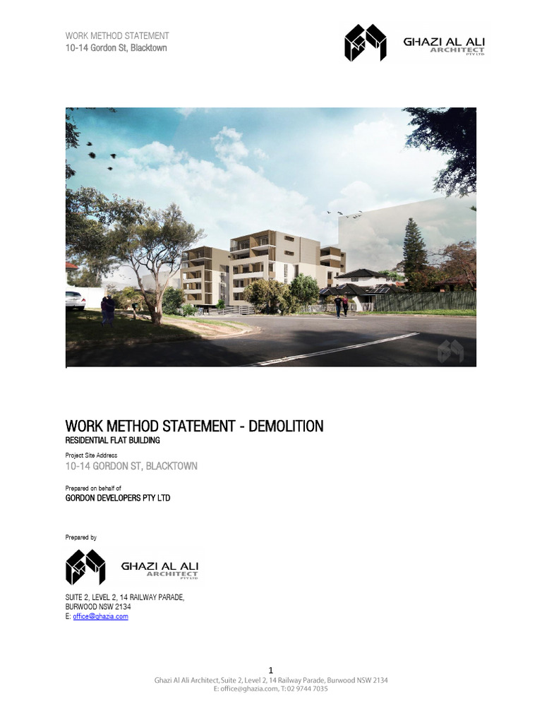 10-14-Gordon-St-Blacktown-Work-Method-Statement_1 | PDF | Demolition | Scaffolding
