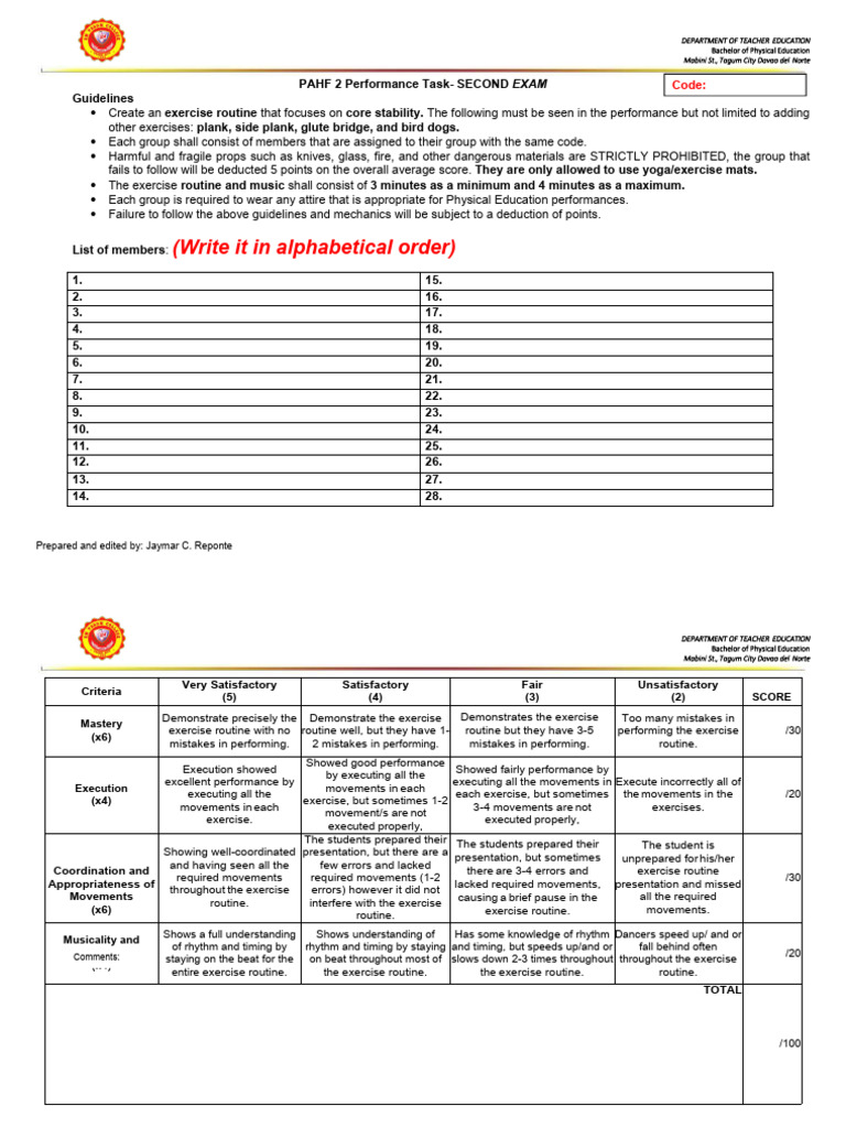 Gpe 2 Core Stability 2nd Exam | PDF
