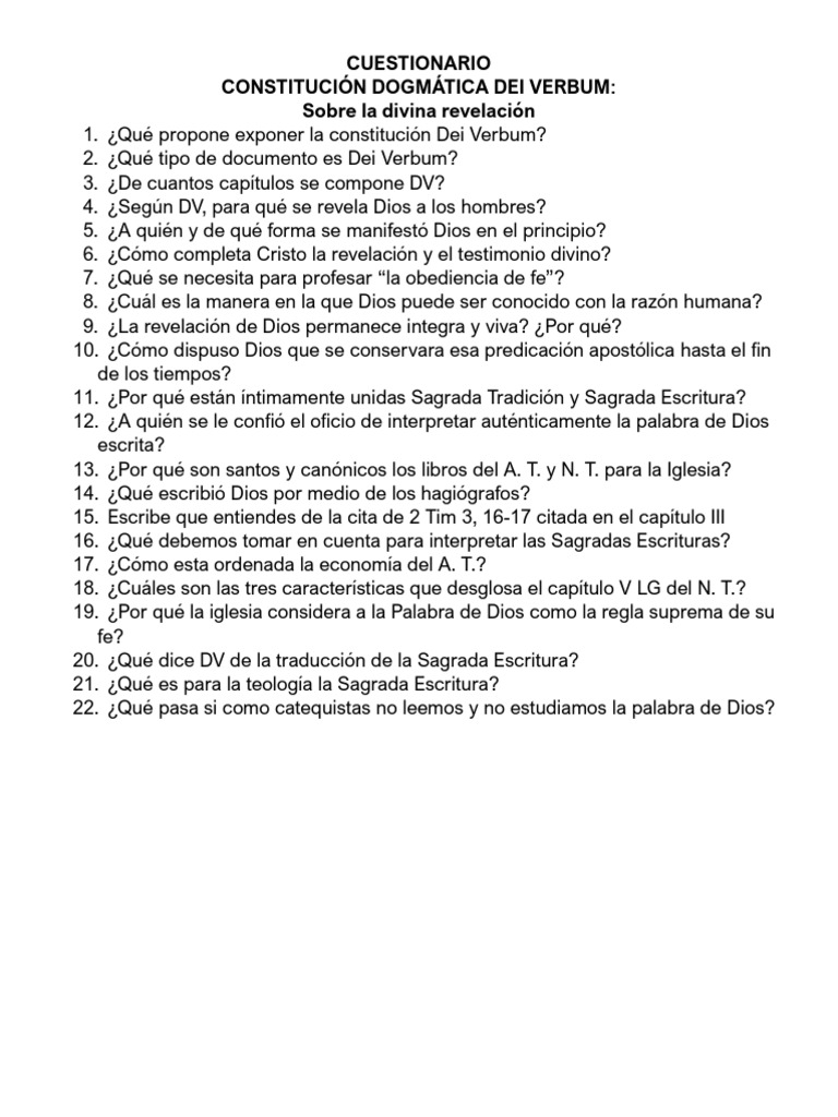 Resumen de la Dei Verbum por capítulos | PDF