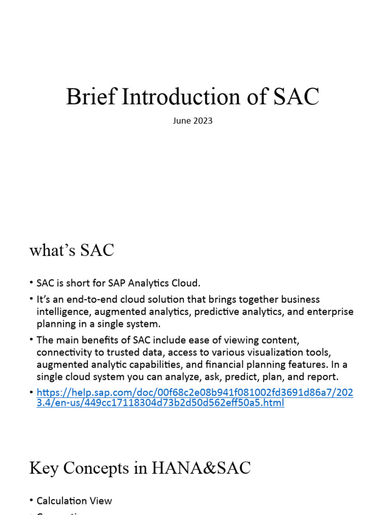 Brief Introduction of SAC | Download Free PDF | Analytics | Data
