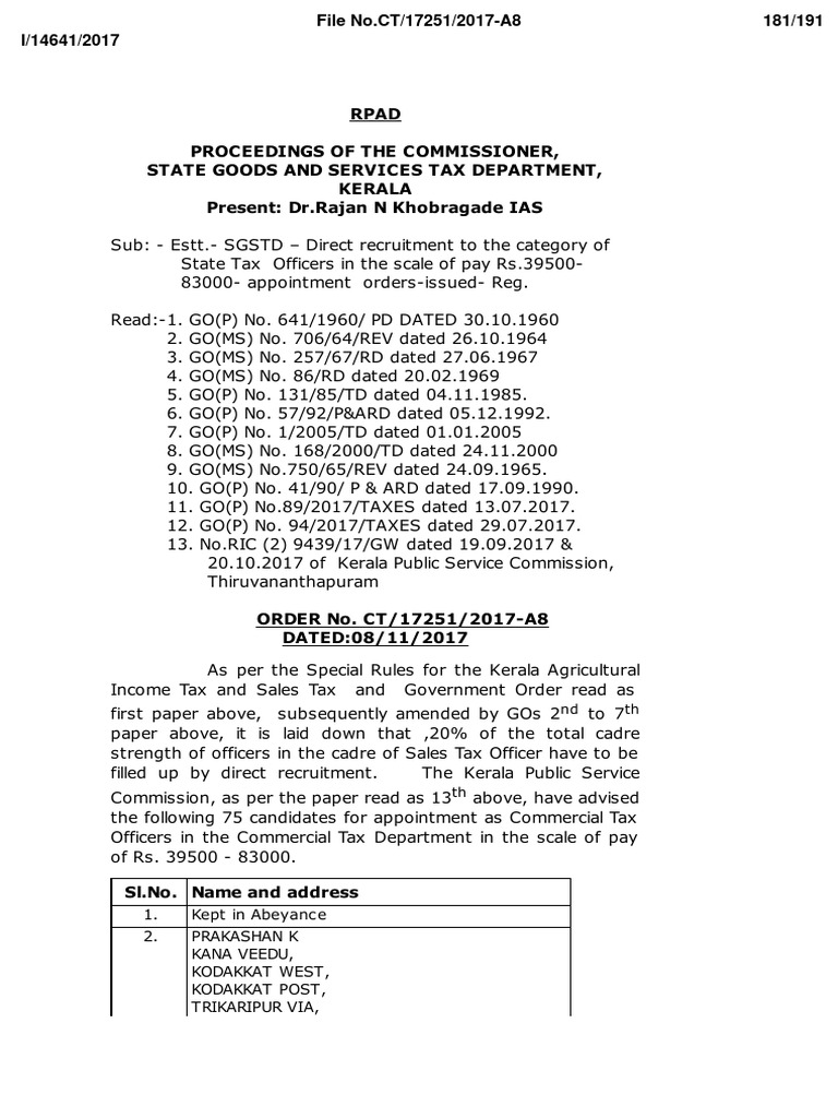 Appointment Order | PDF | Identity Document | Government