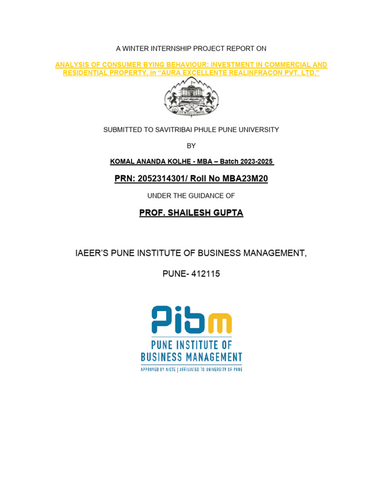Final Report Wip Komal Kolhe | PDF | Marketing | Consumer Behaviour Final Report Wip Komal Kolhe | PDF | Marketing | Consumer Behaviour