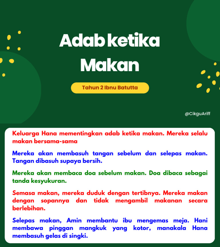 Adab Makan Keluarga Hana | PDF