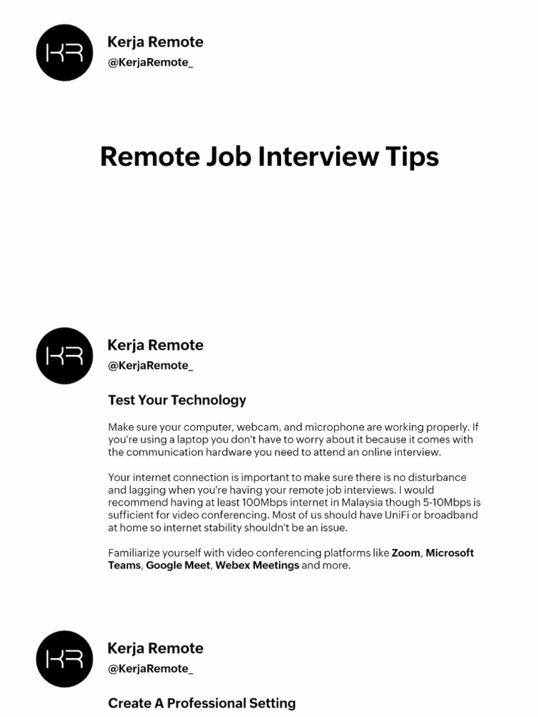 Remote Job Interview Tips | PDF | Job Interview | Videotelephony