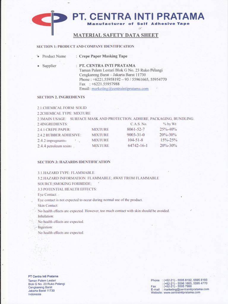 MSDS Masking Cip.. | PDF