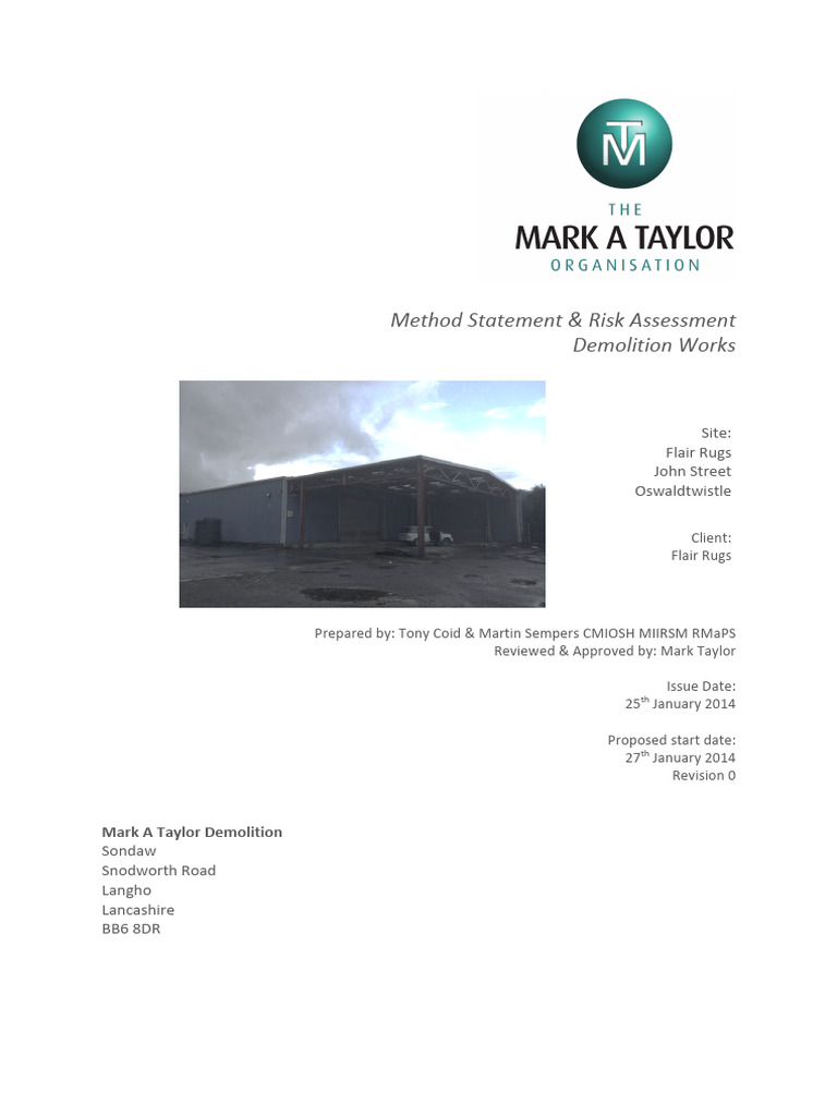 Soft Strip Risk Assessment Template | PDF | Scrap | Demolition