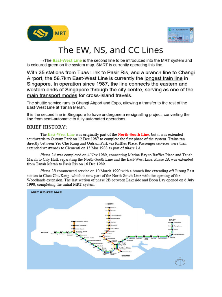 MRT in EW NS CC | PDF | Passenger Rail Transport | Sustainable Transport