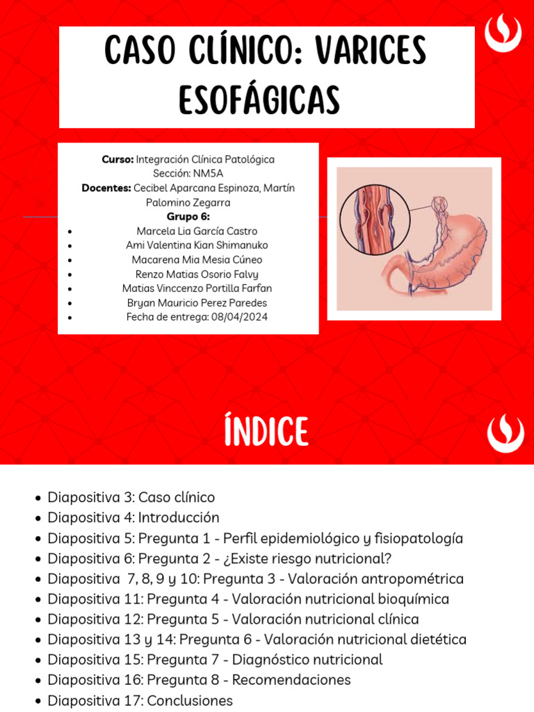 Caso Clínico: Varices Esofágicas y Nutrición | PDF | Alimentos | Dieta