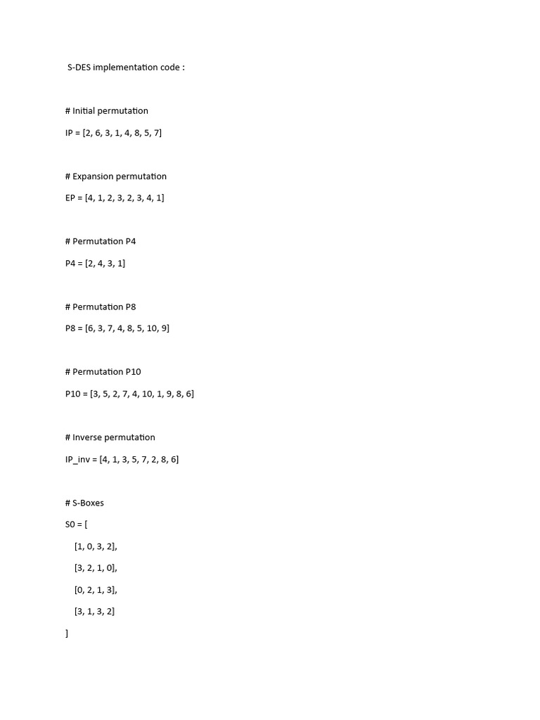 S-DES Encryption and Decryption Code | PDF | Encryption | Security Engineering