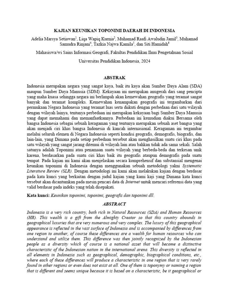 Keunikan Toponimi di Indonesia | PDF