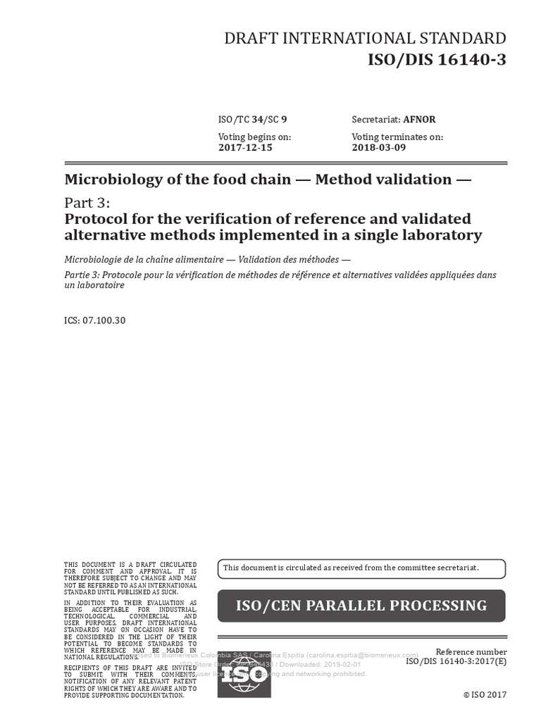 Iso 16140-3 | PDF | Verification And Validation | Colony Forming Unit