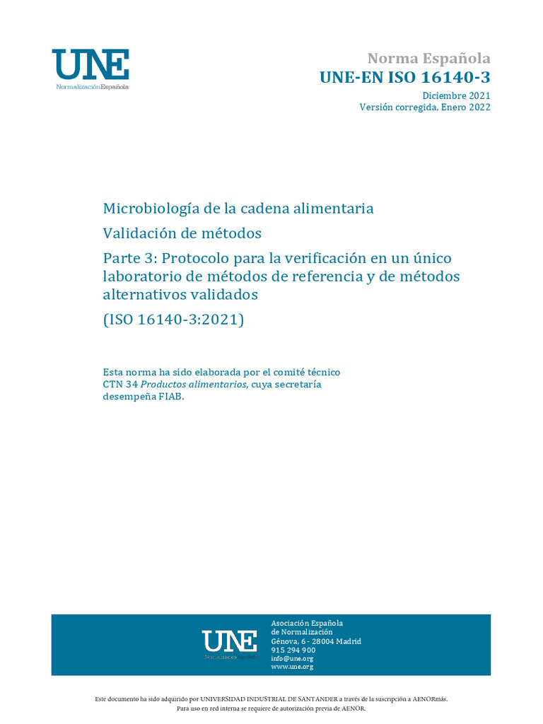 Iso 16140-3 | PDF | Organización internacional para la estandarización