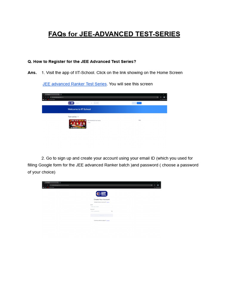Faqs For Jee-Advanced Test-Series | PDF